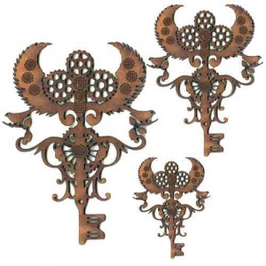 Steampunk Key & Cogs Motif - MDF Wood Shape